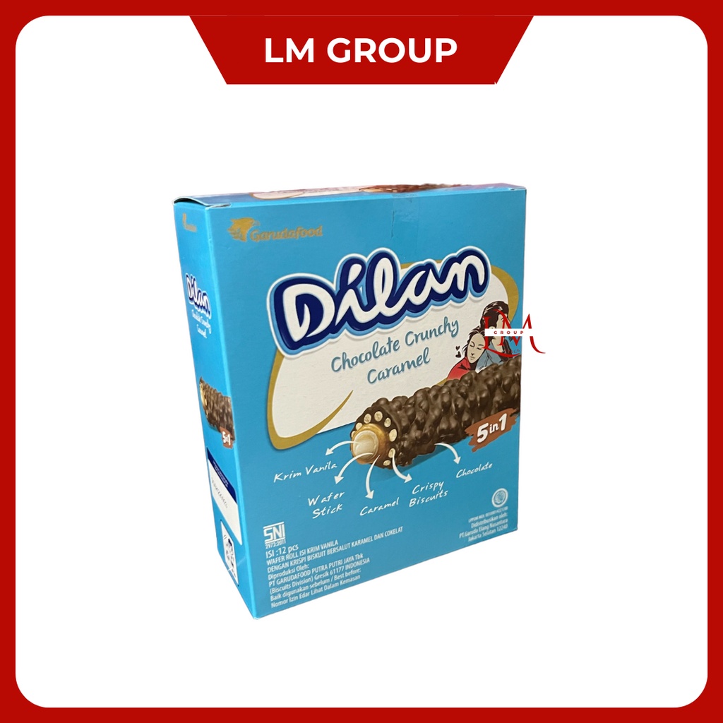 Jual Dilan Chocolate Crunchy Caramel Wafer Rolls 1 Pack Isi 12 Pcs ...