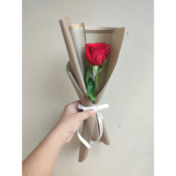 Jual single rose bouquet fresh flower simple edition | Shopee Indonesia