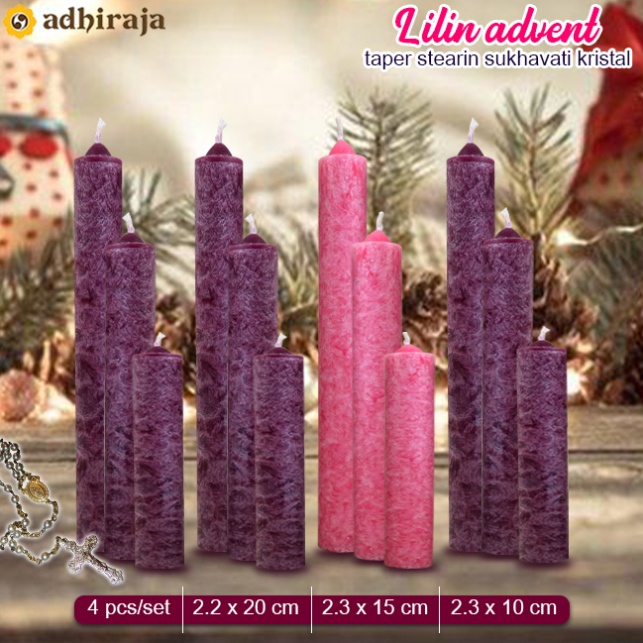 Jual Lilin Doa Advent Adven Natal Lilin Misa Ungu Pink Stearin Kristal ...