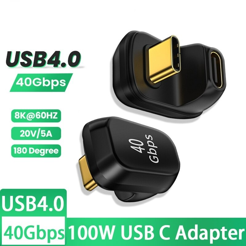 Jual 180 Degree U Adapter Converter USB 4.0 Type C Female to Male ...