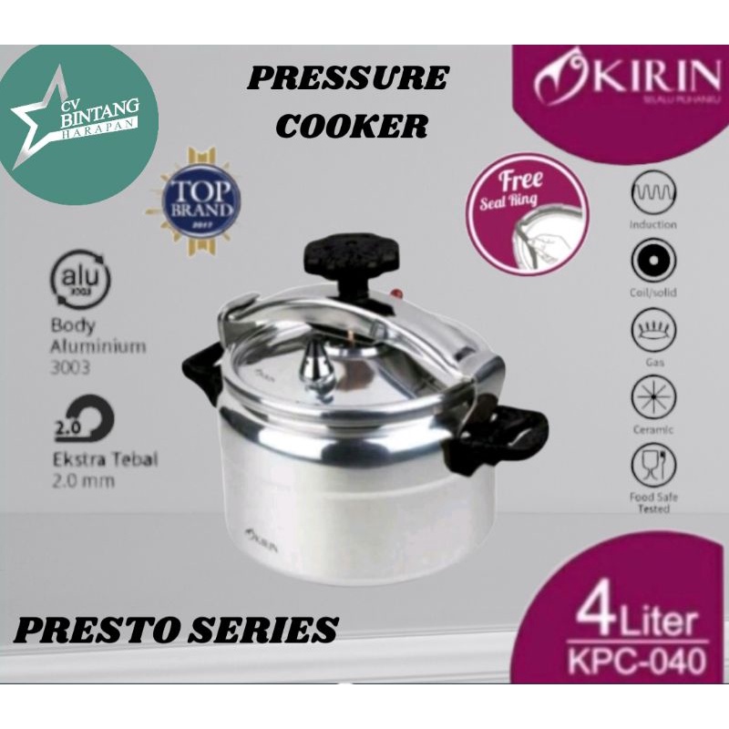 Jual Kirin Pressure Cooker Panci Presto KPC-040 4 LITER/KPC-060 6L/KPC-080 8L | Shopee Indonesia