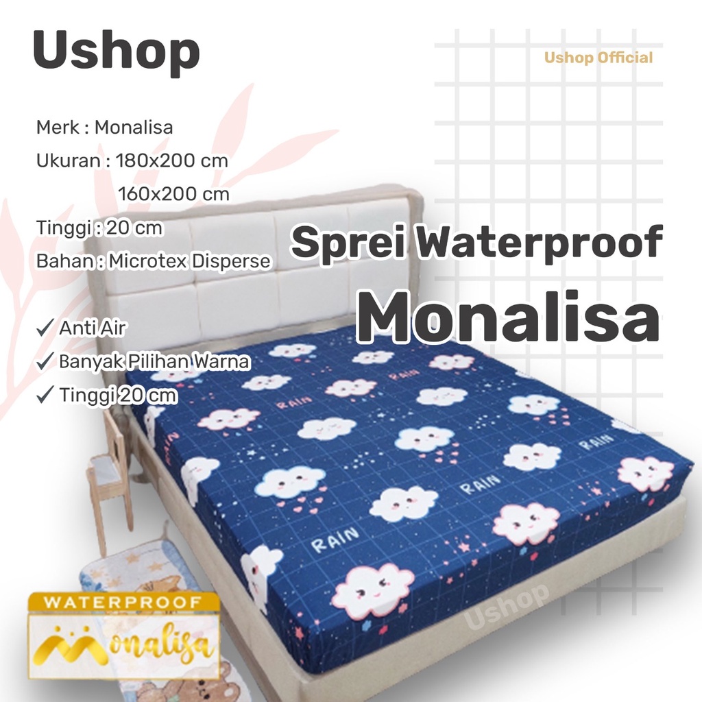 Jual MONALISA Sprei Waterproof 180x200 / 160X200 Tinggi 20 Cm - Dino ...