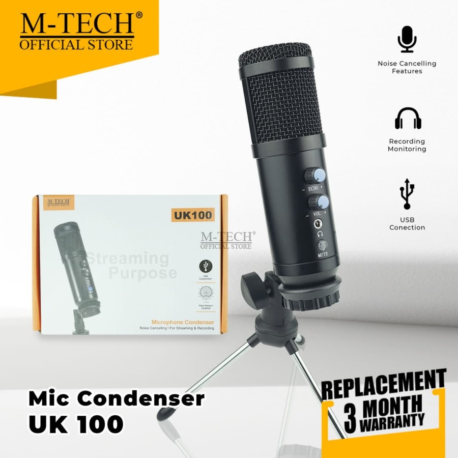 Jual Mic Condenser Noise Cancelling USB M-tech UK100 UK-100 | Shopee Indonesia