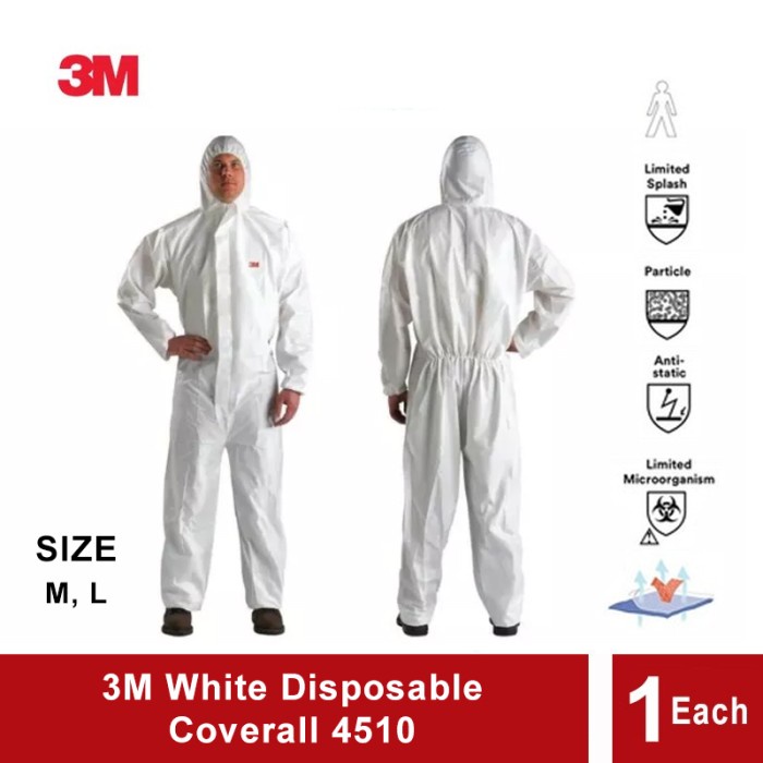 Jual 3M 4510 Coverall Disposable Protective Hazmat - Baju Apd Medis | Shopee Indonesia