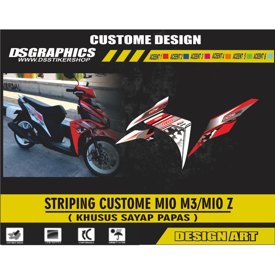 Jual striping full body mio m3 warna merah-putih/striping yamaha mio m3 ...
