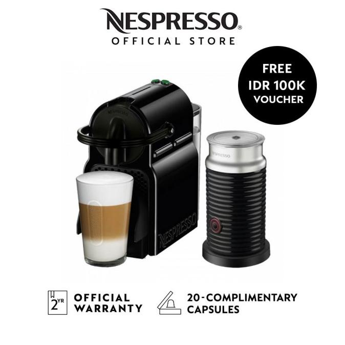 Jual NESPRESSO Inissia M105 Coffee Machine, Black with Aeroccino3 stok ...