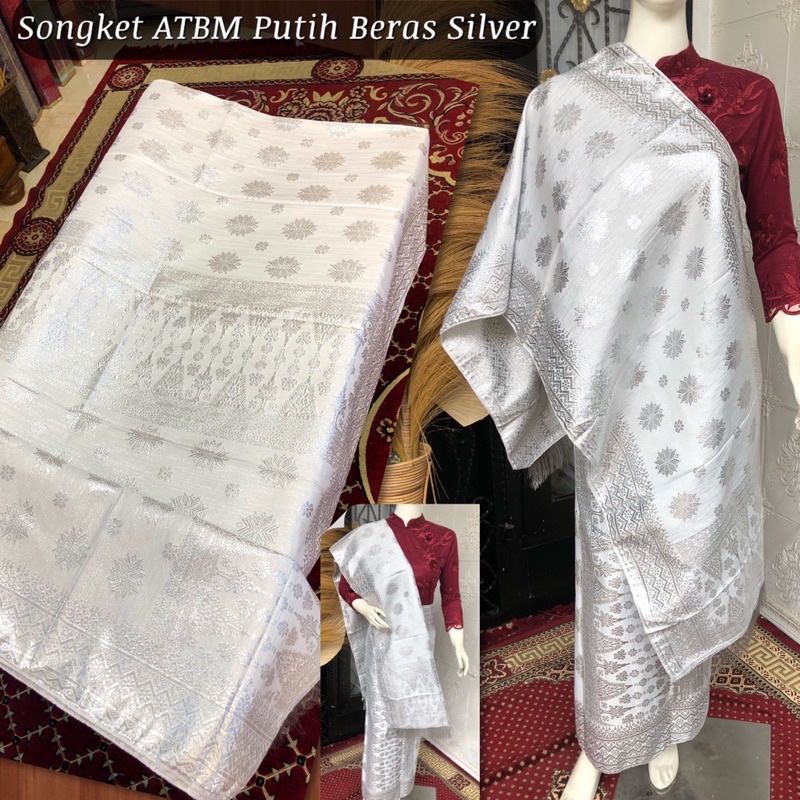 Jual Limited Songket Murah Cantik Manis Putih Silver / Songket ATBM ...