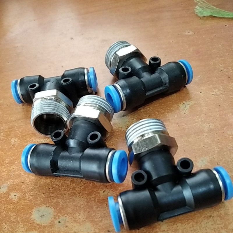 Jual fitting angin pneumatic model tee selang 6 mm drat 3/8 ( 16 mm ...