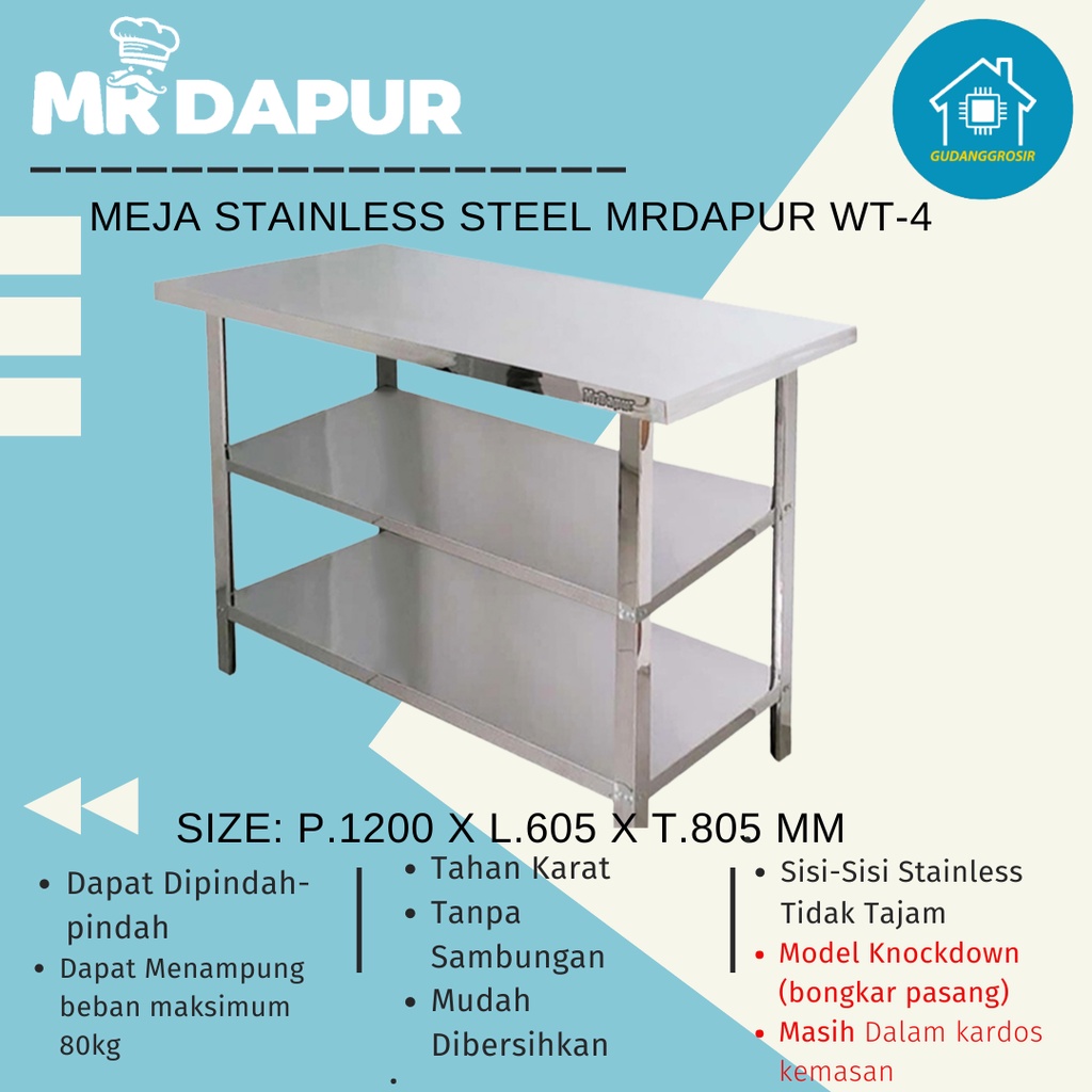 Jual Meja Stainless Steel WT 4 MrDapur | Shopee Indonesia