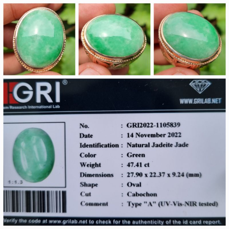 Jual Natural Giok Burma Myanmar Jadeite Jade Type A HQ Memo 47.41 crt ...