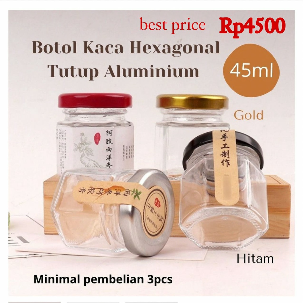 Jual Botol Jar Kosong Hexagonal Jar Kaca Bumbu Madu Selai Sambal Botol ...