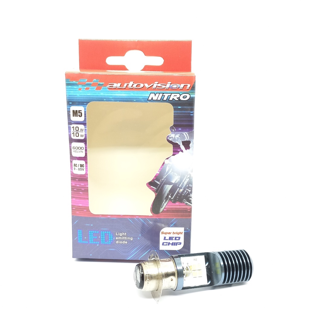 Jual Autovision Nitro LED H6 M5 Kaki1 12V 10W AC/DC 6000K Lampu Utama Motor | Shopee Indonesia