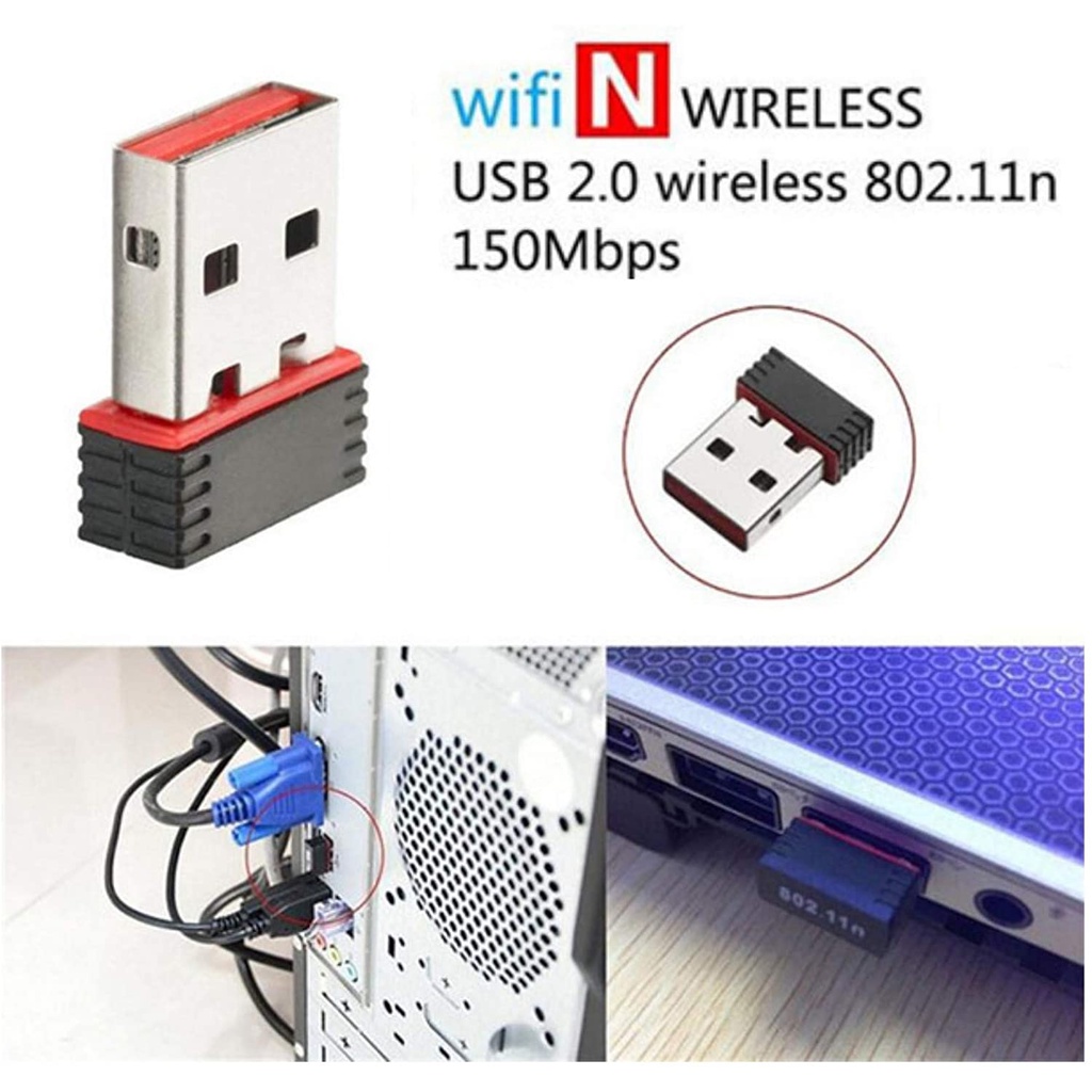 Jual USB WiFi Dongle 150mbps Compact untuk Laptop PC Adapter Wireless Lan WLAN 150 mbps / 300 ...