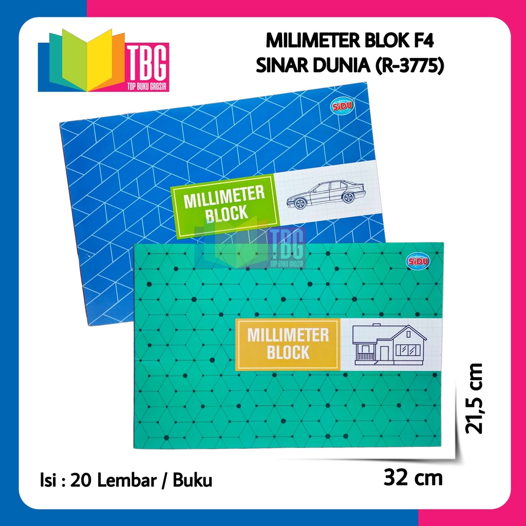 Jual 1 PCS (20 LEMBAR) MILIMETER BLOCK F4 SINAR DUNIA/ KERTAS MILIMETER ...
