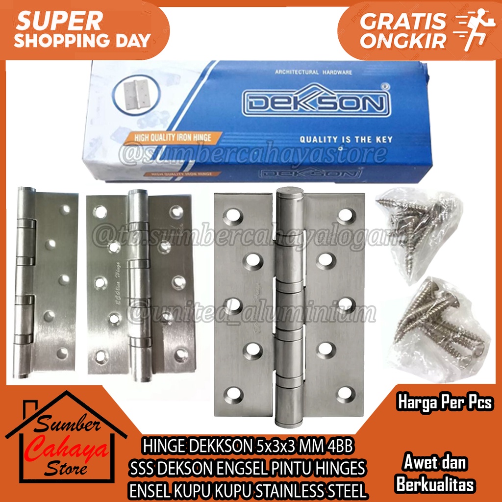 Jual HINGE DEKKSON 5x3x3 MM 4BB SSS DEKSON ENGSEL PINTU JENDELA LEMARI ...
