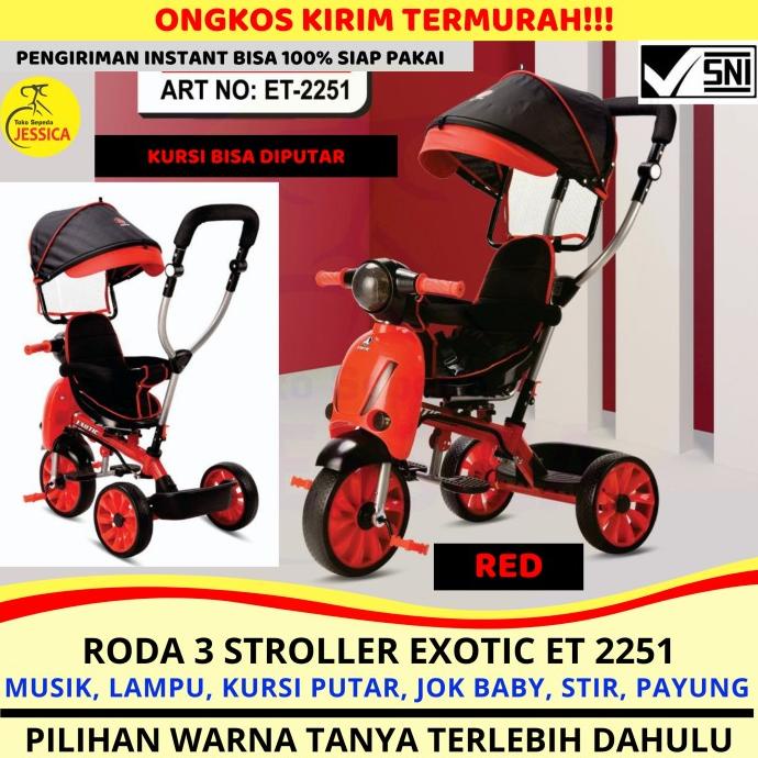 Jual Sepeda Anak Roda 3 Tiga Tricycle Stroller Exotic Et-2251 By ...