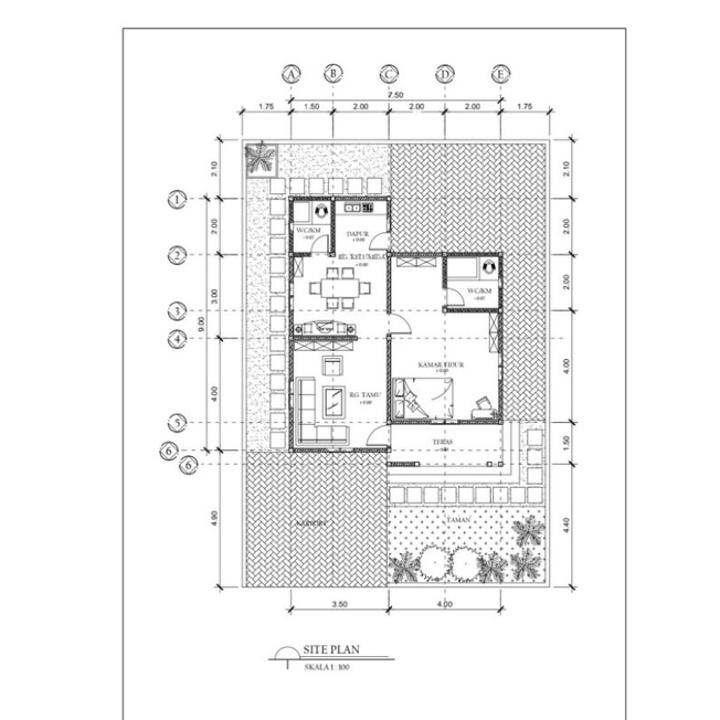 Jual Jasa Desain Gambar 2d ( denah rumah 9 m x 7,5 m ) | Shopee Indonesia