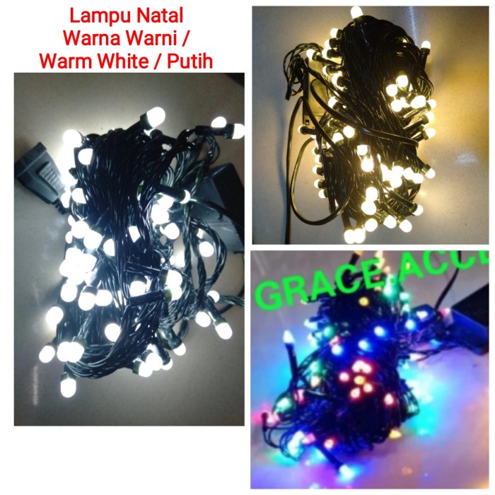 Jual Lampu Pohon Natal Led Kuning Warm White Putih Warna Warni 8 Meter ...