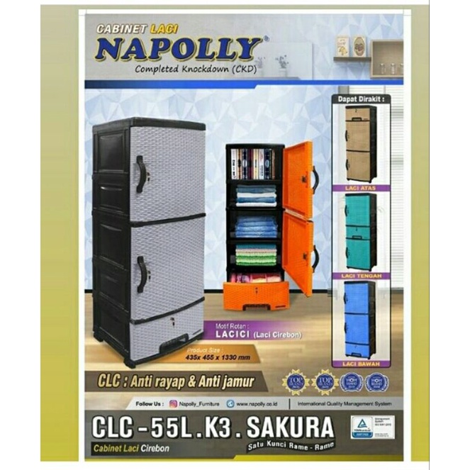 Jual Cabinet Laci Cirebon Napolly CDR-55D K3 / Lemari Plastik Rotan ...