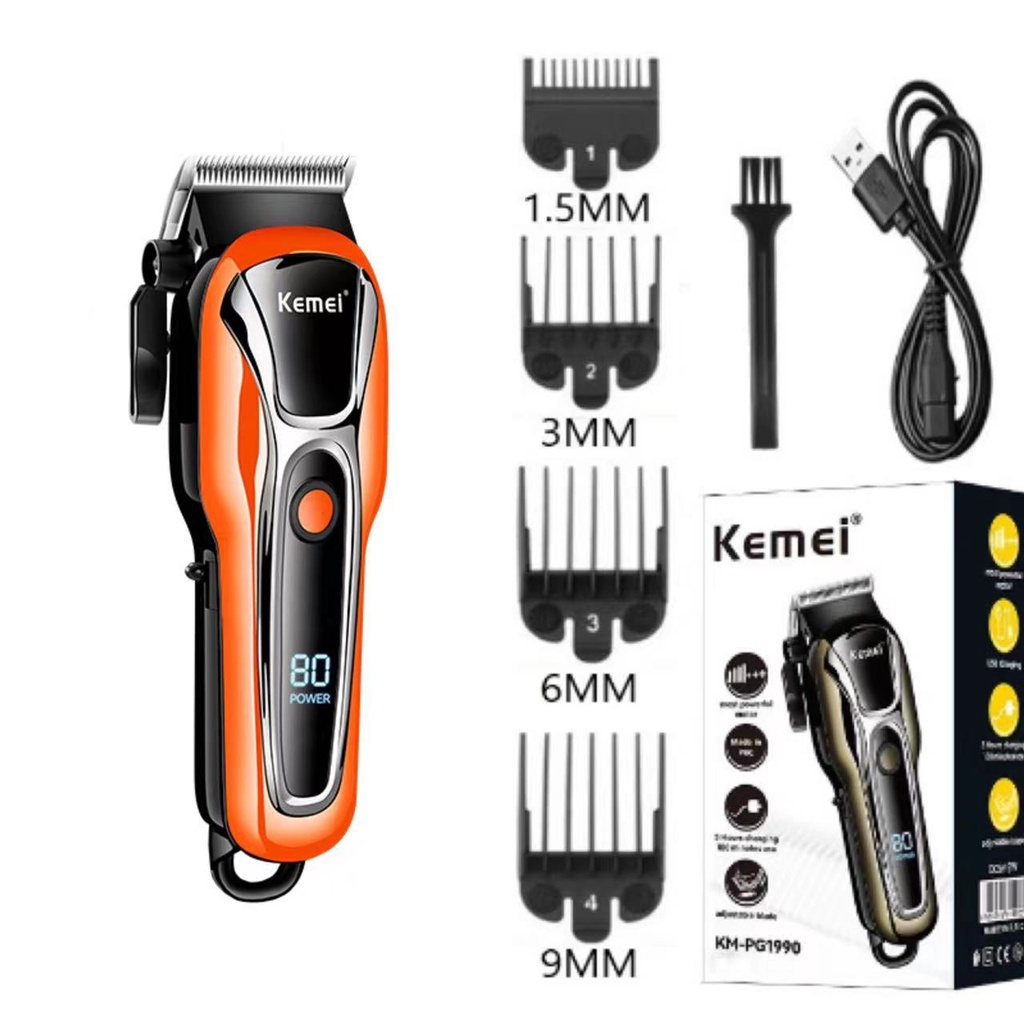 Jual Kemei Alat cukur rambut elektrik Mesin Cukur Rambut Tanpa Kabel Turbo Hair Clipper KM ...