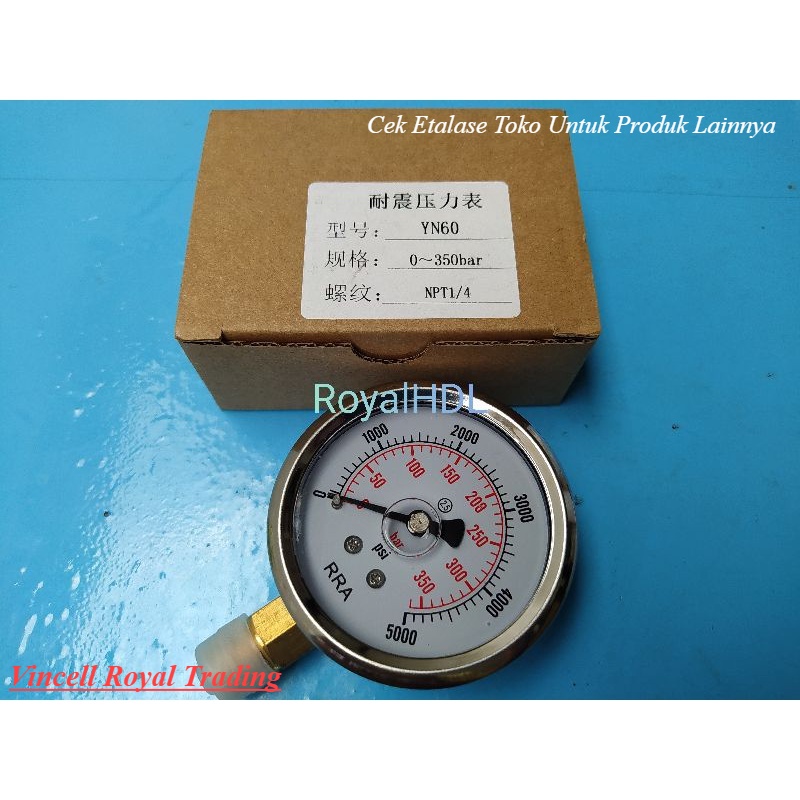 Jual pressure gauge manometer raket 350 bar 2,5inch stainless RRA ...
