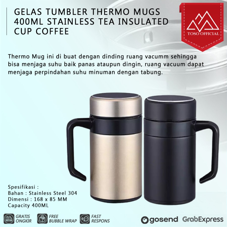 Jual GELAS TUMBLER THERMO MUGS 400ML STAINLESS TEA INSULATED CUP COFFEE ...