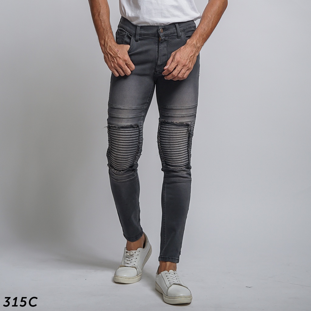 Jual HSRM - Daffin Bikers Patch Skinny Jeans Pria Grey Whisker 315 C ...