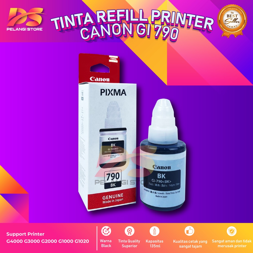 Jual Tinta Canon GI-790 Hitam Untuk Printer G1000 G2000 G3000 G4000 ...