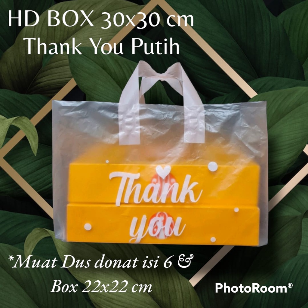 Jual Kantong Plastik HD Box Tali 30x30 cm Motif Thank You Putih isi ...