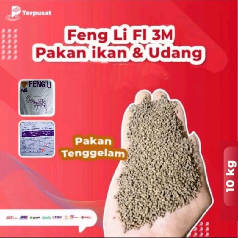 Jual Per 10 Kg Feng Li 3M Pakan Udang Pelet Tenggelam Premium untuk ...