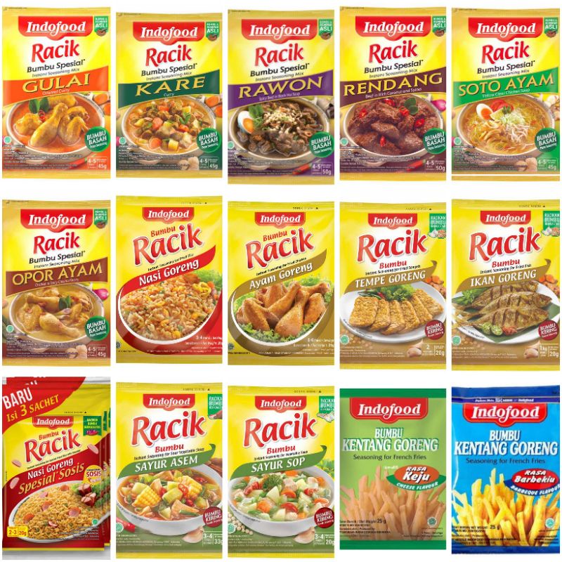 Jual Indofood Racik Aneka Bumbu Instan Rendang Rawon Kare Opor Soto ...