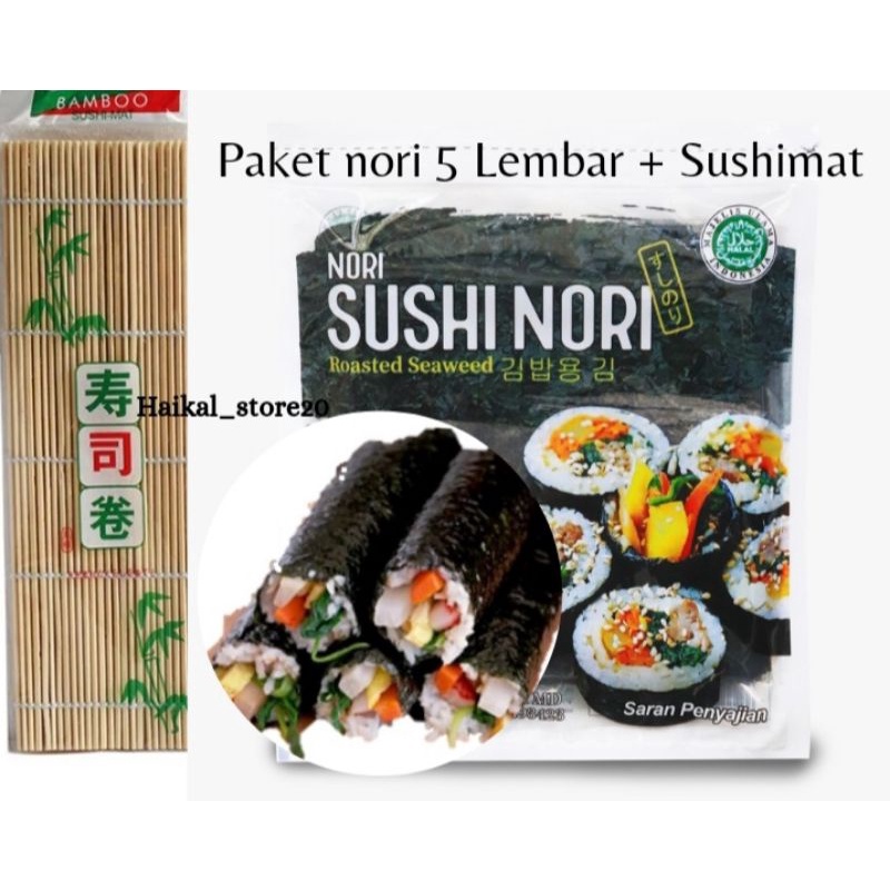 Jual Paket Nori sushi 5 lembar + Bamboo makanan rumput laut khas japan ...
