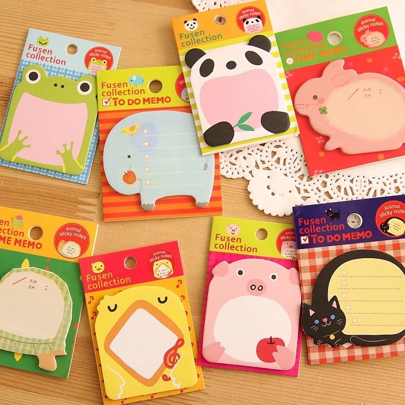 Jual mini sticky notes karakter hewan panda cat kucing elephant gajah ...