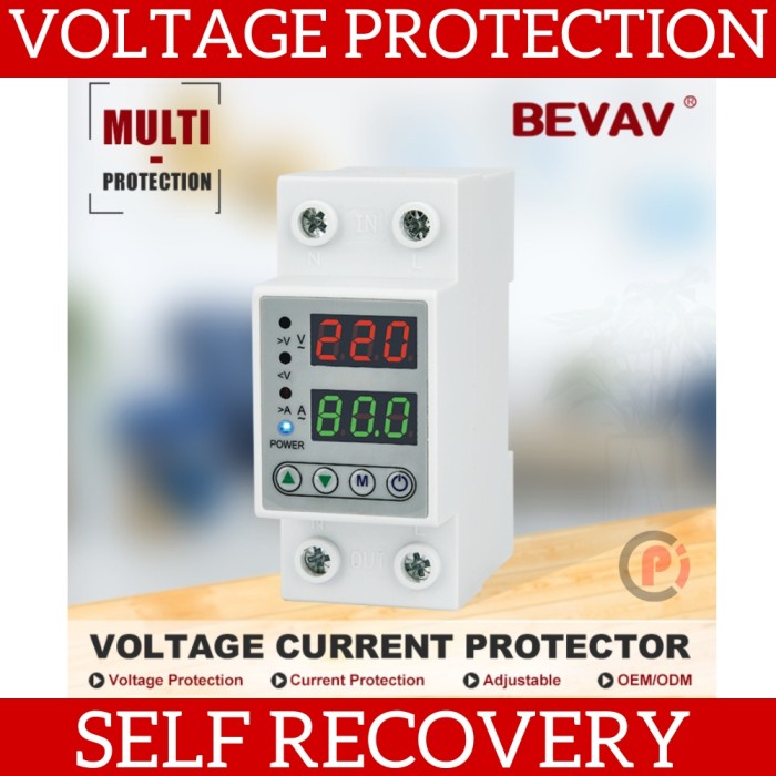 Jual MCB Digital Din Rail Over Under Voltage Protection Self Recovery 8 ...