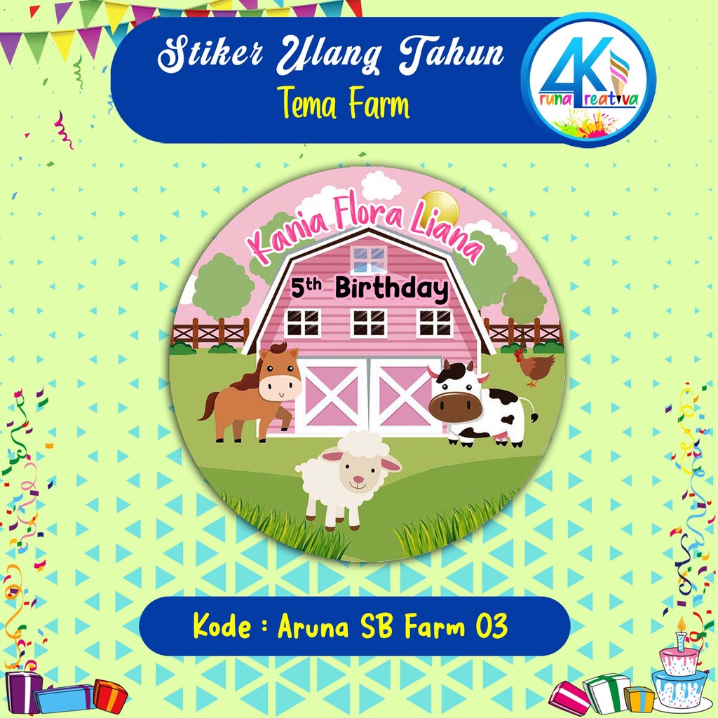 Jual ArunaKreativa Stiker Ulang Tahun Tema Farm / Stiker Ultah Birthday | Shopee Indonesia