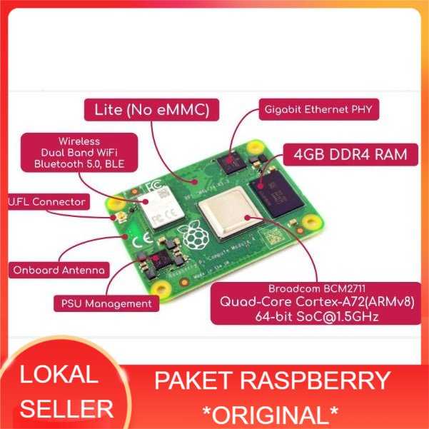 Jual Raspberry Pi CM4 Wireless 4G RAM Lite (no eMMC) and Kits | Shopee ...