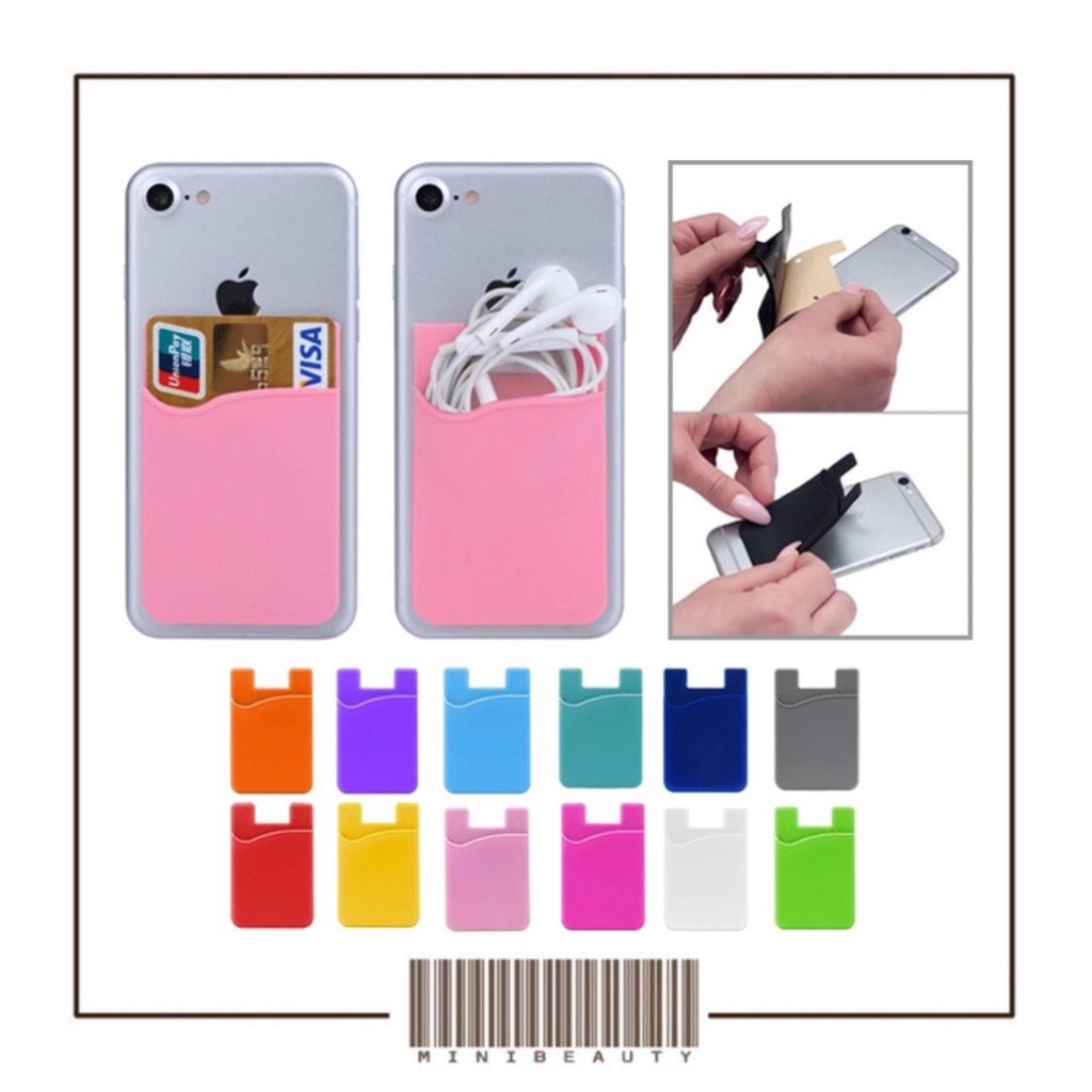 Jual tempelan hp holder tempat slot kartu atm uang headset di handphone ...