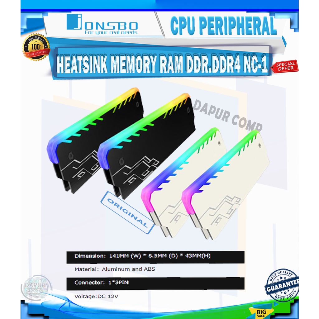 Jual HEATSINK RAM JONSBO DDR3 DDR4 WHITE & BLACK NC1 | Shopee Indonesia