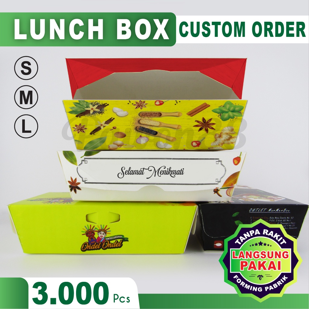 Jual Custom Print Paper Lunch Box - IVORY - 3000 pcs | Shopee Indonesia