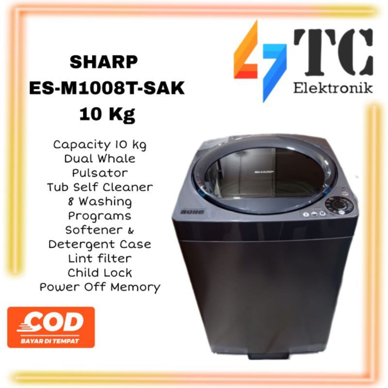 Jual Mesin Cuci Sharp ES M1008T SAK 10 Kg - Kargo | Shopee Indonesia
