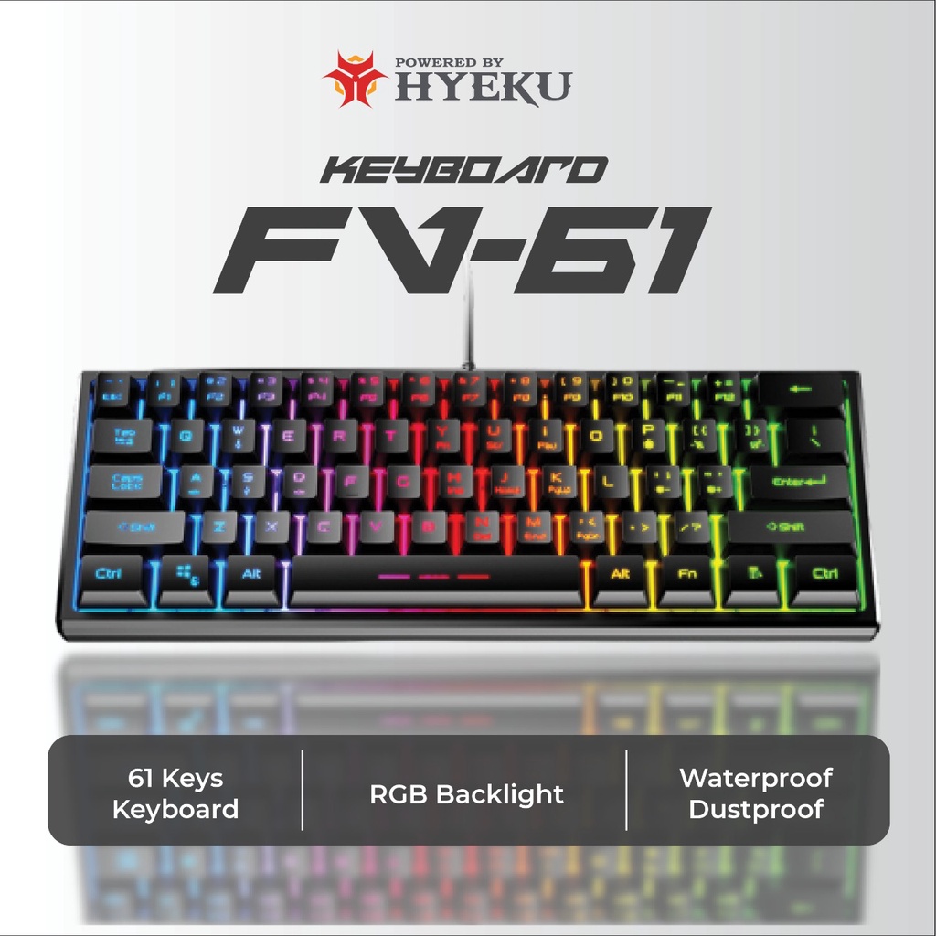Jual Keyboard Wired Gaming Mechanical Feel FV-61 61 Keys TKL with RGB ...