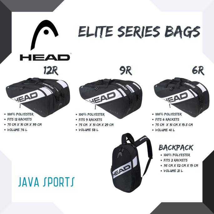 Jual Tas Tenis Head Elite Series 12R 9R 6R Backpack Tennis Bag |Black White | Shopee Indonesia