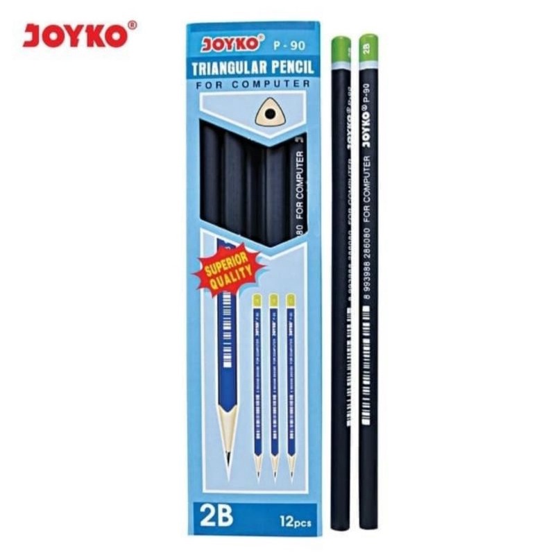 Jual Pensil Joyko P-90 Pencil 2B Computer Triangular 1 Pack isi 12 Pcs ...