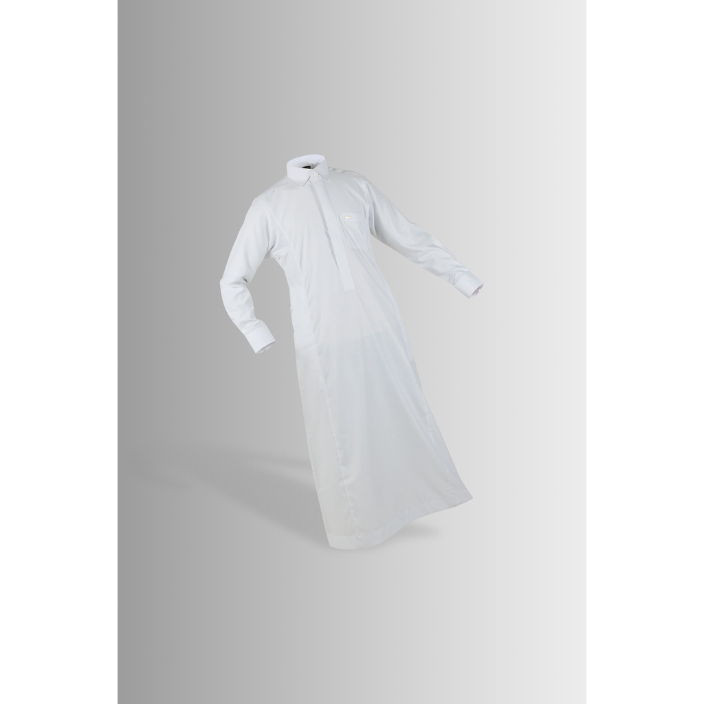 Jual Jubah Gamis Shahama Basic Lengan Manset Kerah Qatar SH-080 White ...