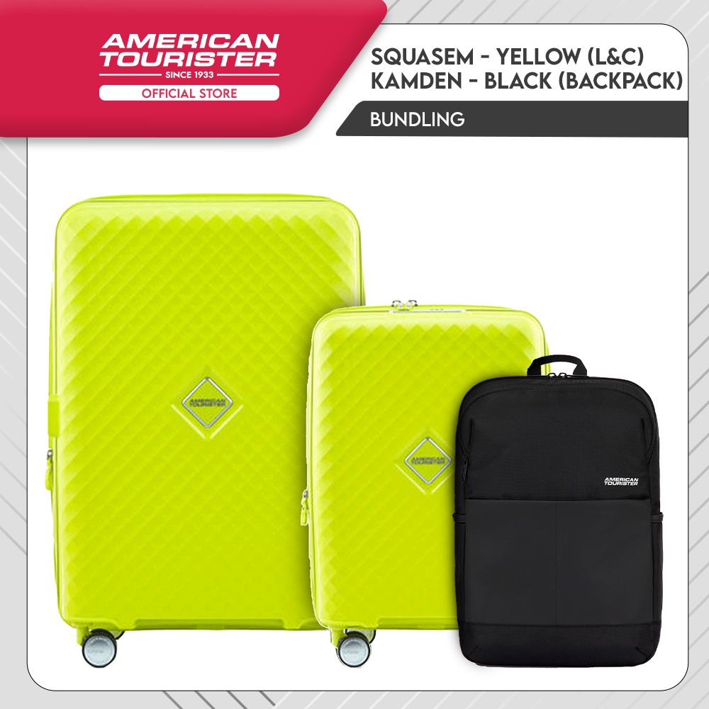 Jual Bundle American Tourister Squasem Cabin, Large Neon Yellow+ Kamden ...
