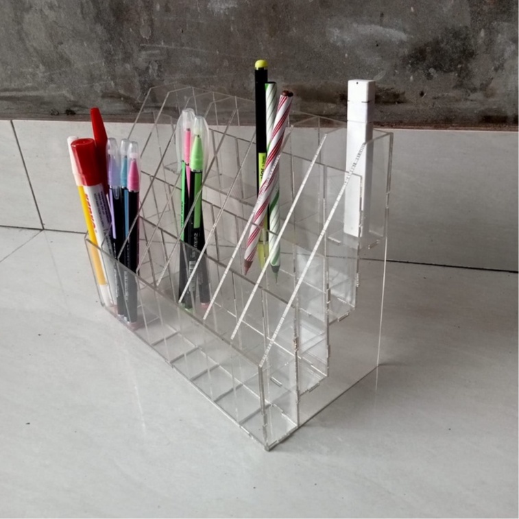 Jual Tempat Pensil 24 slot/rak pensil 3 tingkat akrilik | Shopee Indonesia