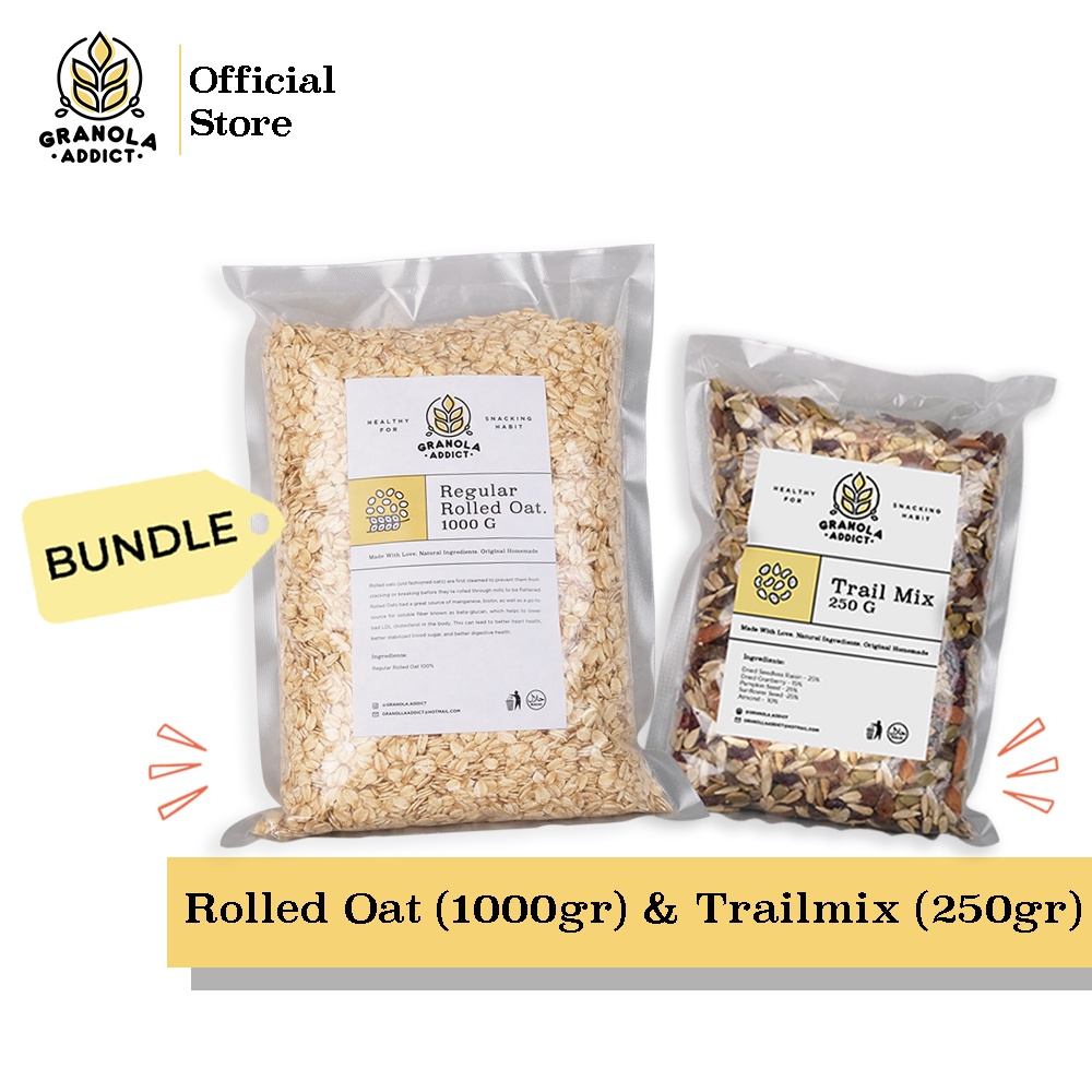 Jual Granola Addict - Paket Rolled Oat 1KG + Trail Mix 250G | Shopee ...