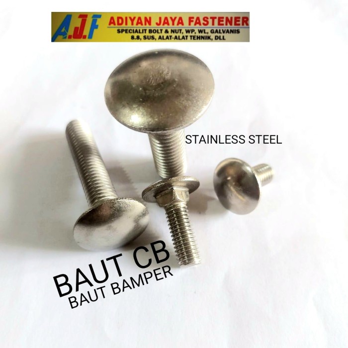 Jual BAUT CB / BAUT BEMPER / carriage bolt ( DRAT BAUT KUNCI-12 ) 8X16 P.1,25 SS 304 | Shopee ...
