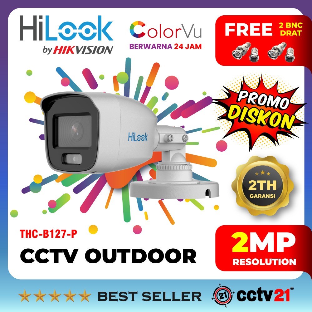 Jual CCTV Outdoor HILOOK Colorvu 2MP THC-B127-P by Hikvision Berwarna ...