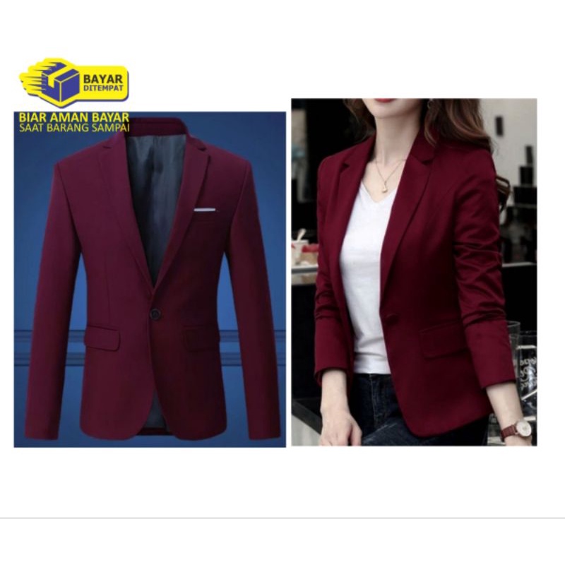 Jual blazer pria merah manggis - blazer cewek merah manggis | Shopee ...